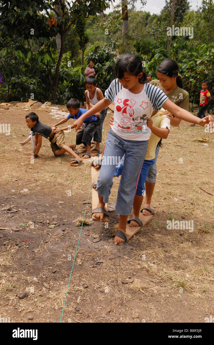 Children with three in one legged game racing,Bali,indonesia Stock ...