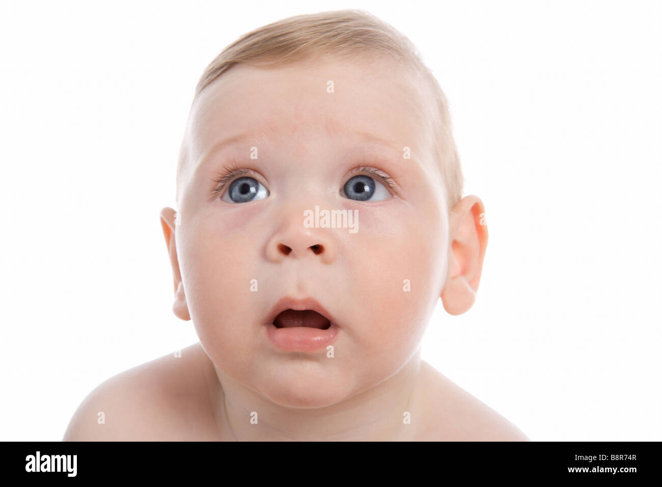 Close up sad baby portrait Isolate on white Stock Photo - Alamy
