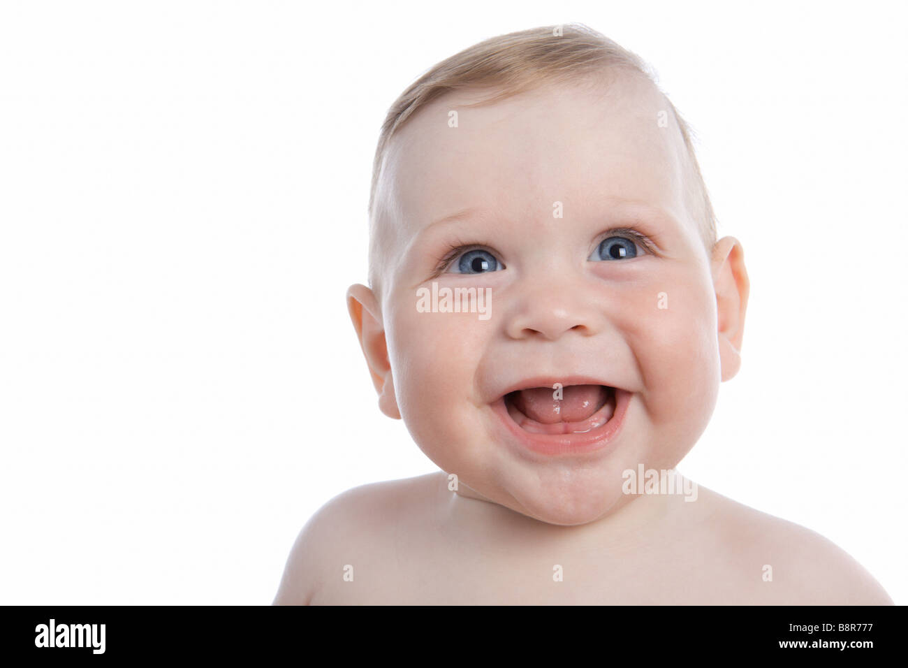 Close up happy pretty baby portrait Isolate on white Stock Photo - Alamy