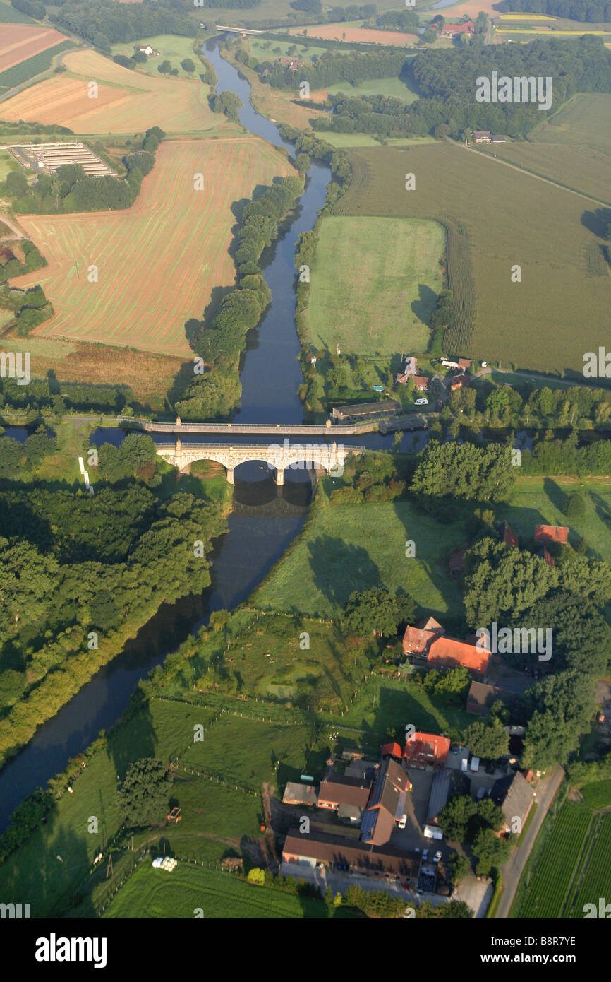 Dortmund-Ems Canal crossing Lippe river, Germany, North Rhine ...