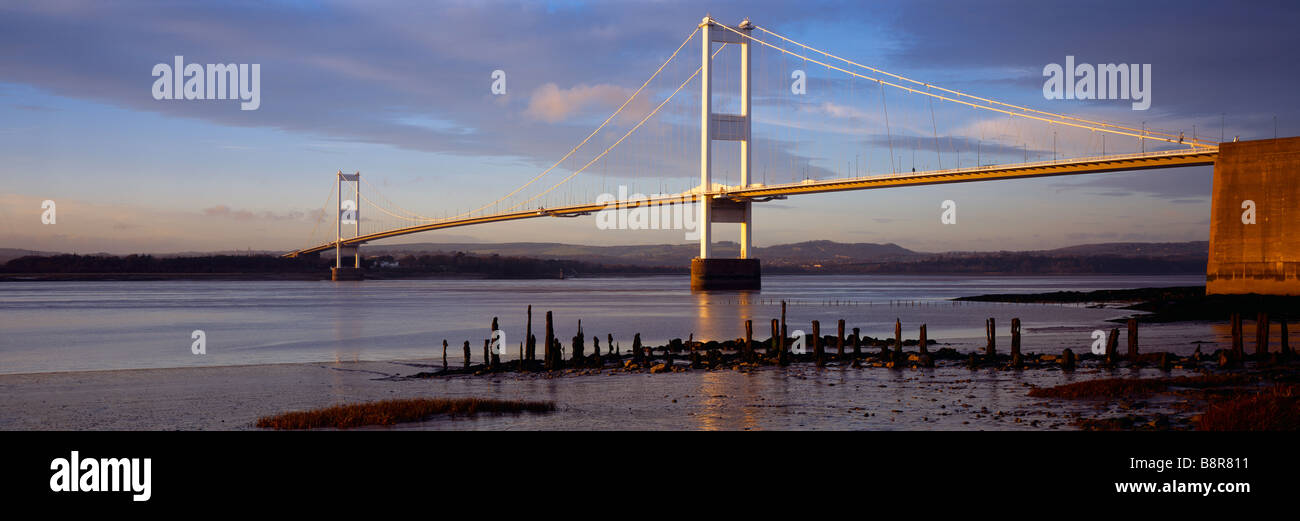 The Severn Bridge over the River Severn Estuary at Aust ...