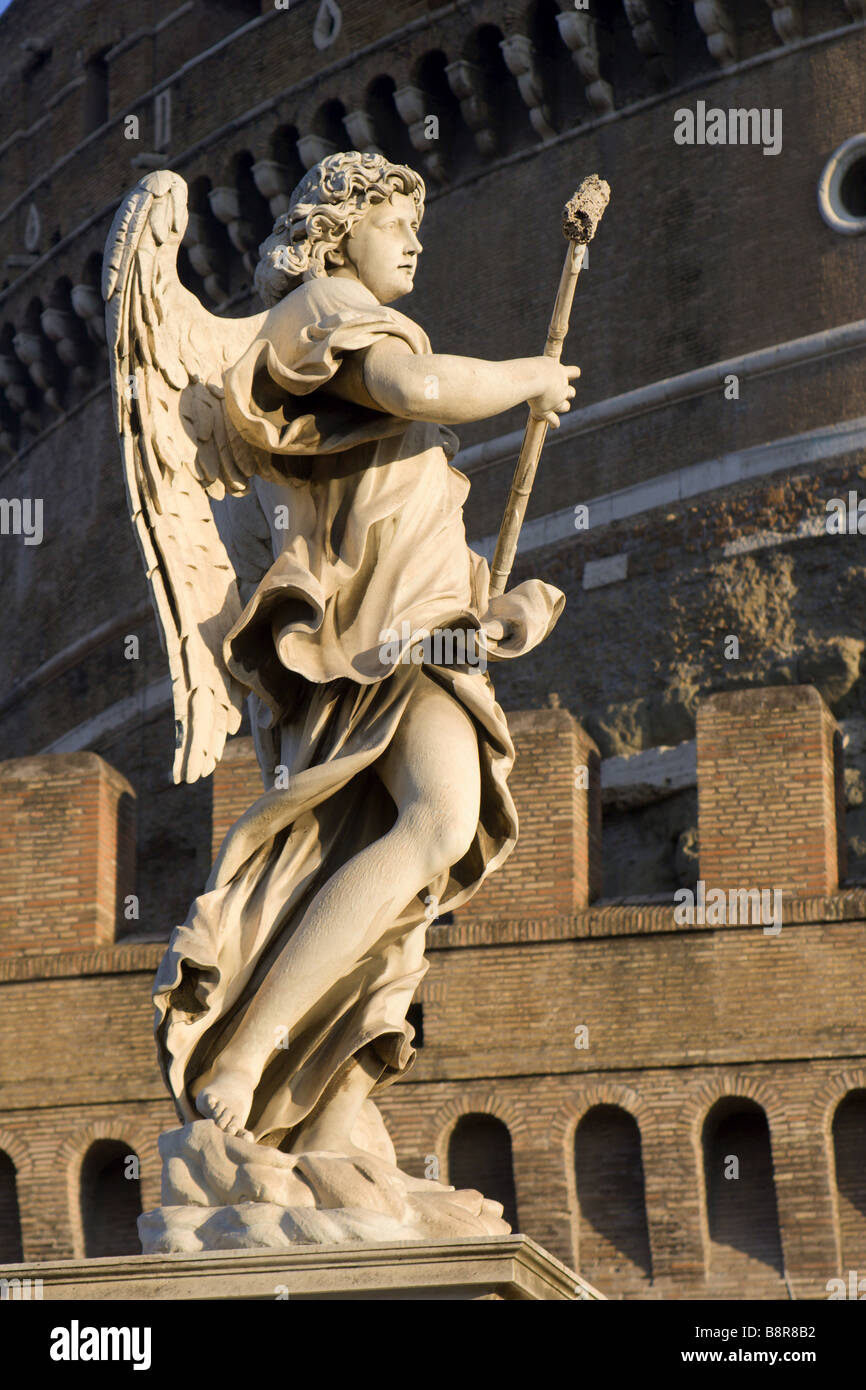 Rome - angel statue from Angels bridge in morning light Stock Photo - Alamy