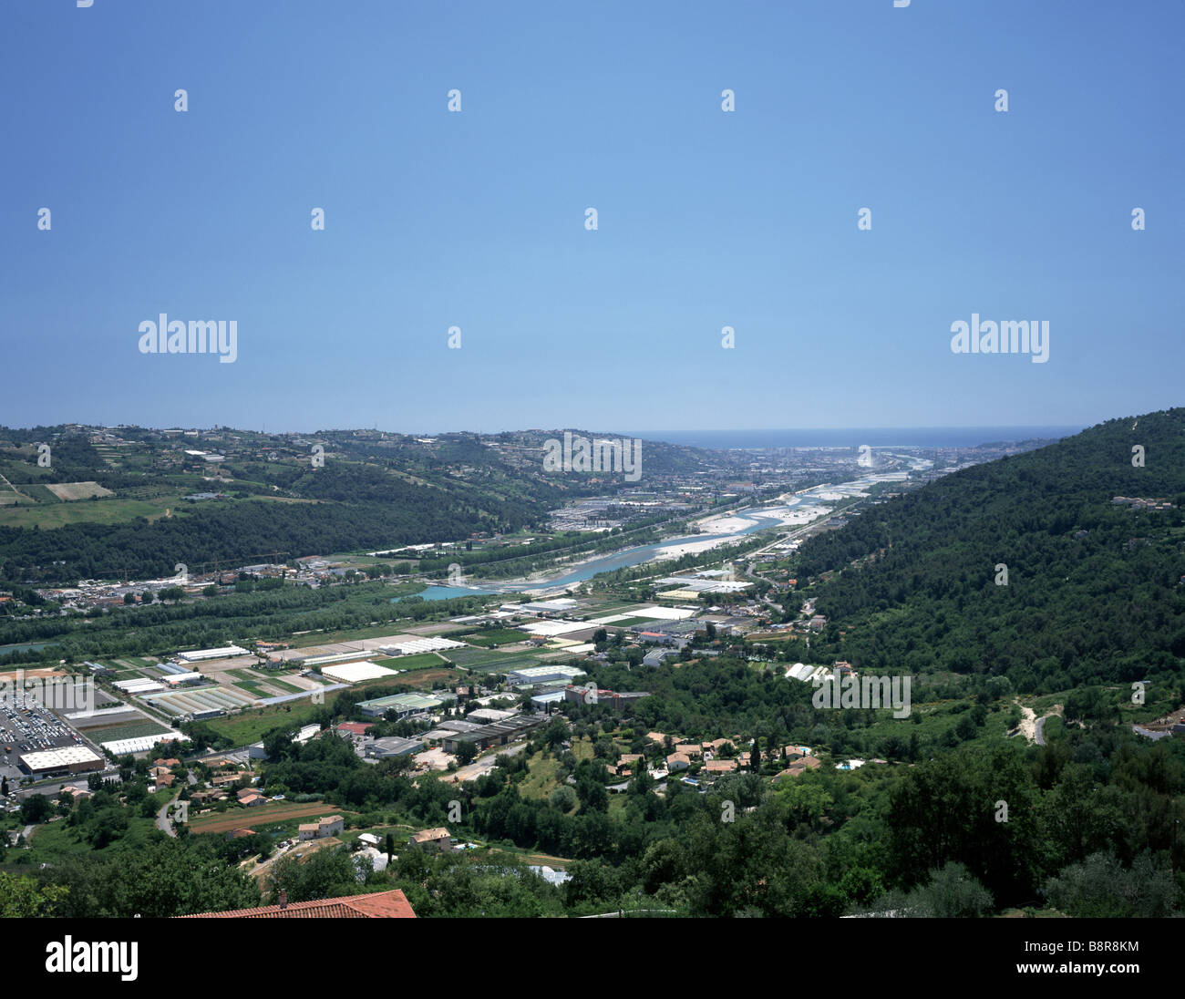estuary of the river Var at the Mediterranean, France, Maritime Alps ...