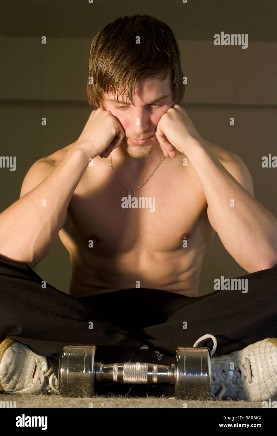 meditation of bodybuilder Stock Photo - Alamy