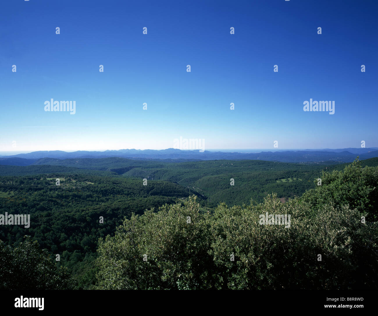 view from the Maritime Alps to the Mediterranean, France Stock Photo ...