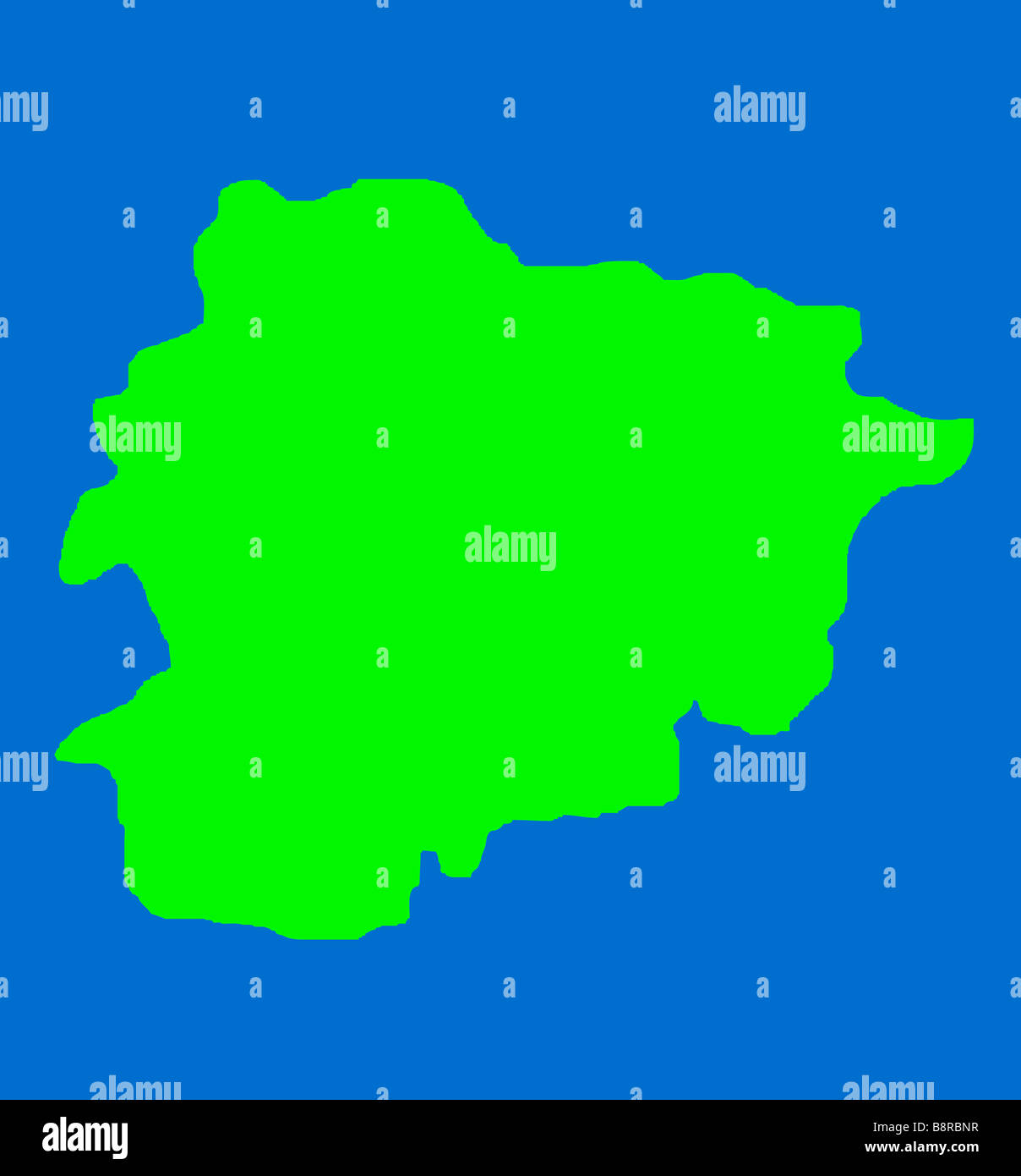 Andorra map outline isolated on blue background with clipping path ...