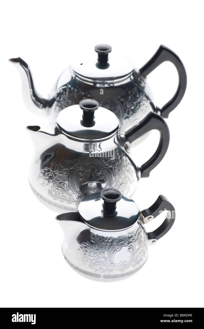 object on white kitchen utensil metal teapot Stock Photo - Alamy