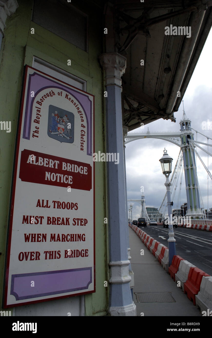 Notice at Albert Bridge "All troops must break step when marching over ...