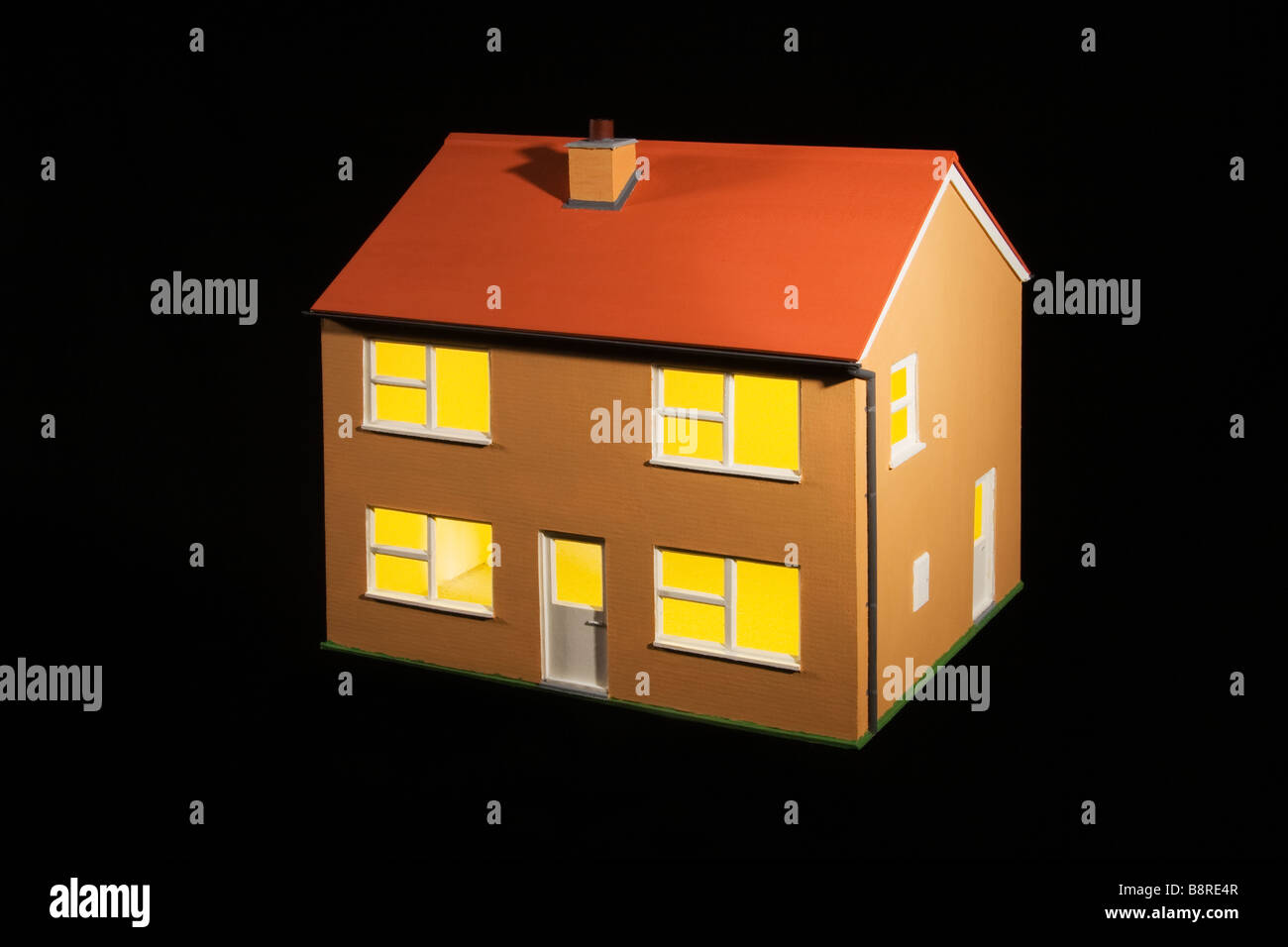 An illuminated warm looking interior, model house Stock Photo - Alamy