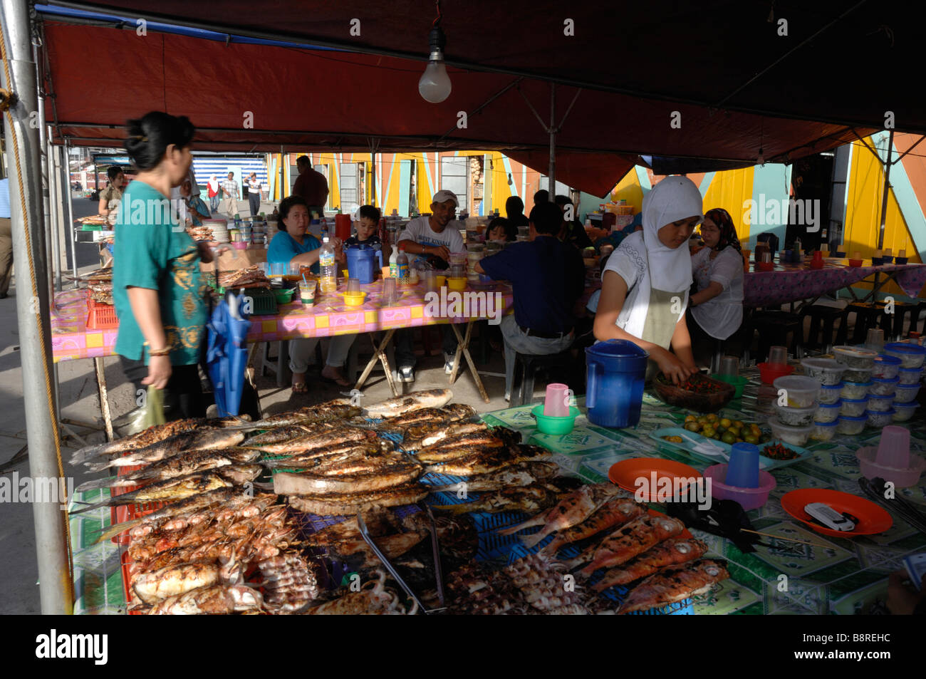 Barbecued fish Kota Kinabalu Sabah Malaysia Borneo South east Asia ...