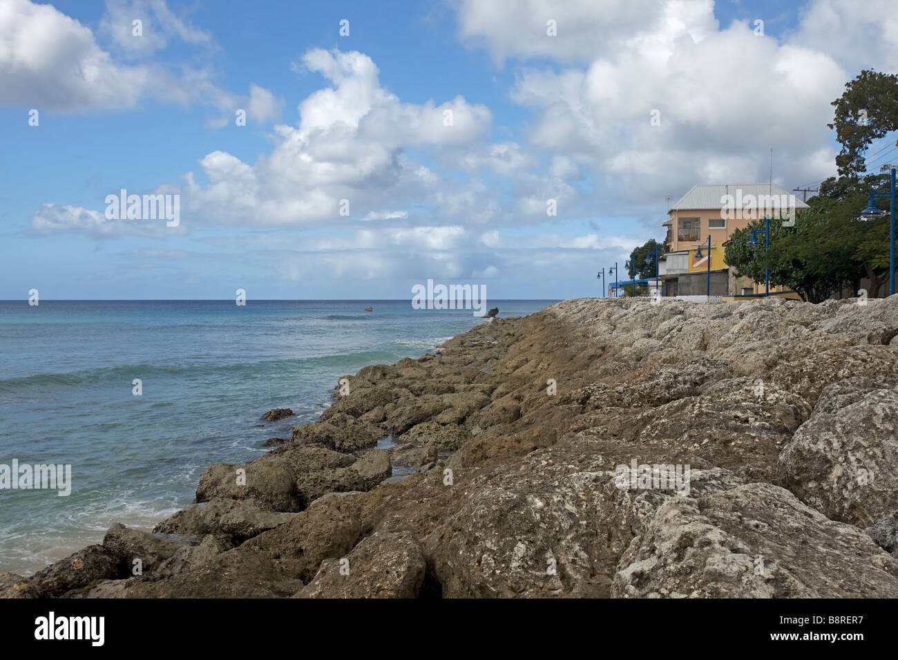 Waves splashing at Speightstown or "Little Bristol" waterfront, second ...