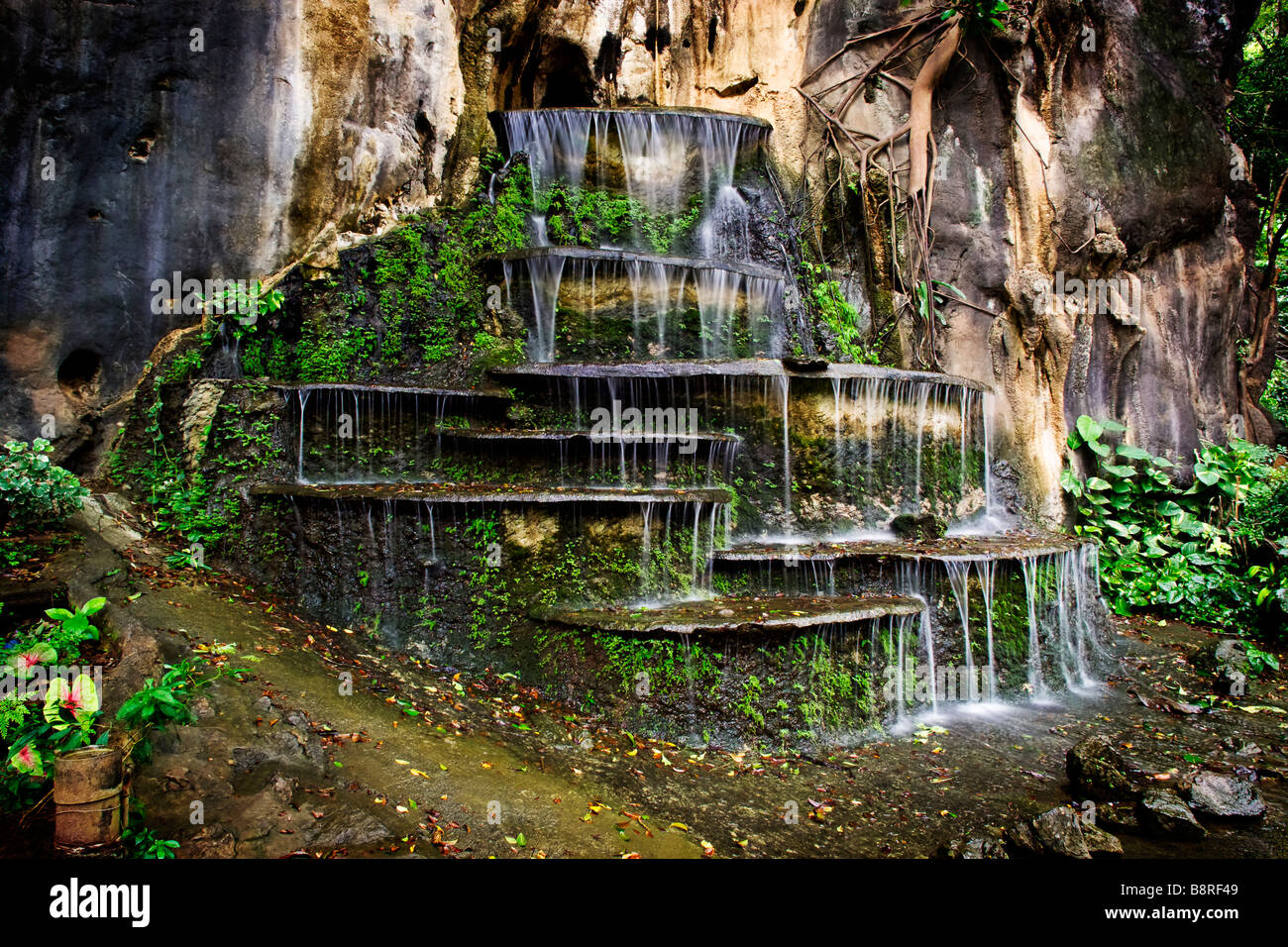 water fall at Wat Tham Seua, Tiger Caves Temple, Krabi Thailand South ...