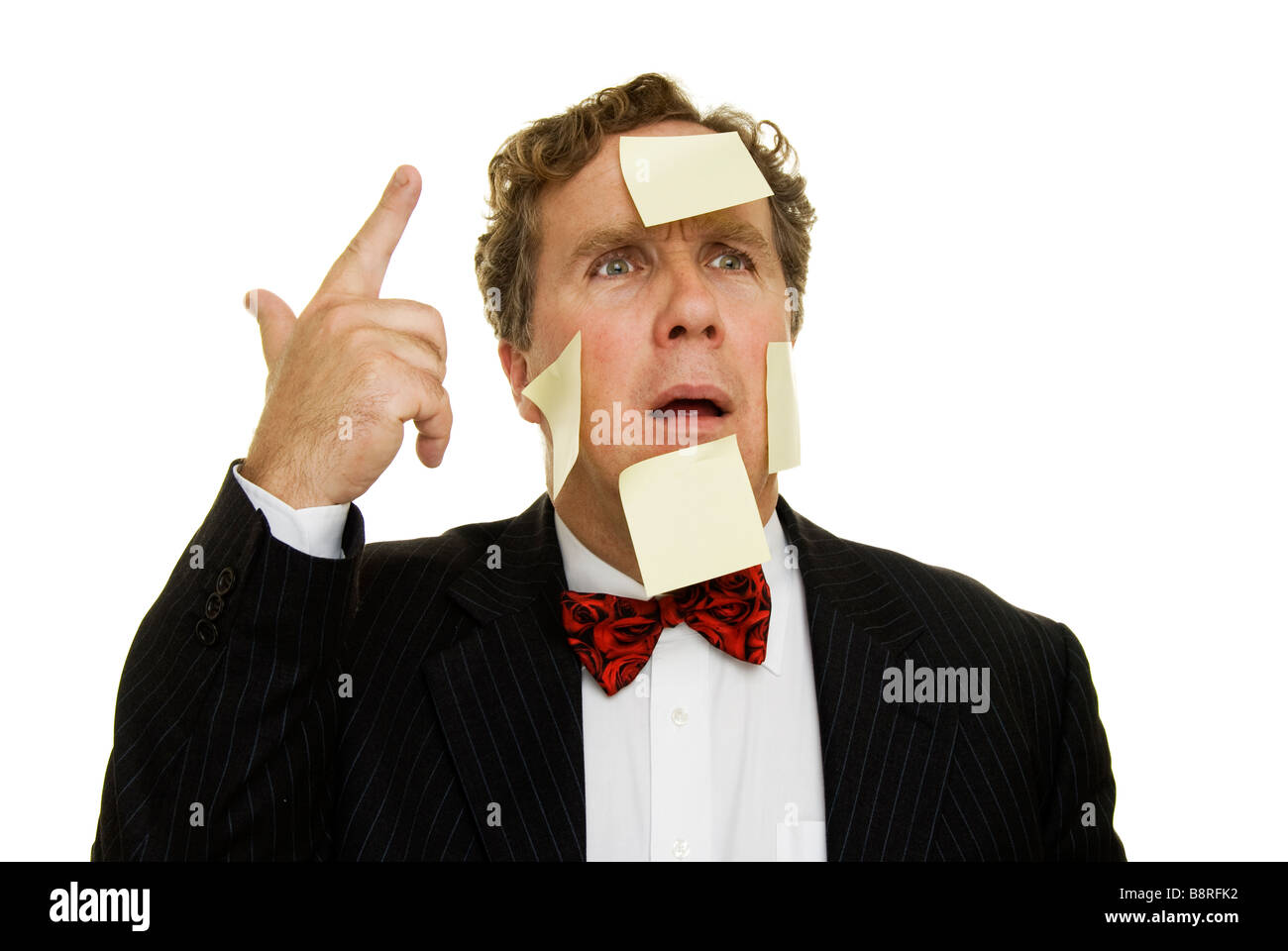 businessman with post it notes remembering Stock Photo - Alamy