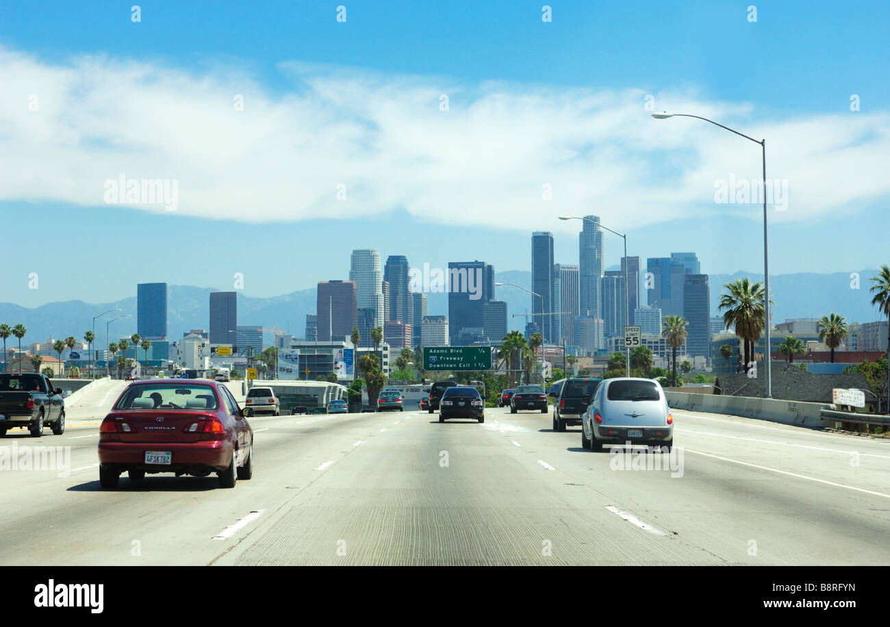 Los Angeles Highway Hwy 110 towards downtown, Los Angeles CA Stock ...