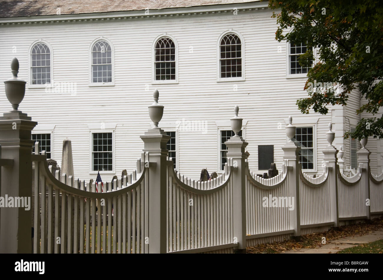 White picket fence around old church hi-res stock photography and ...