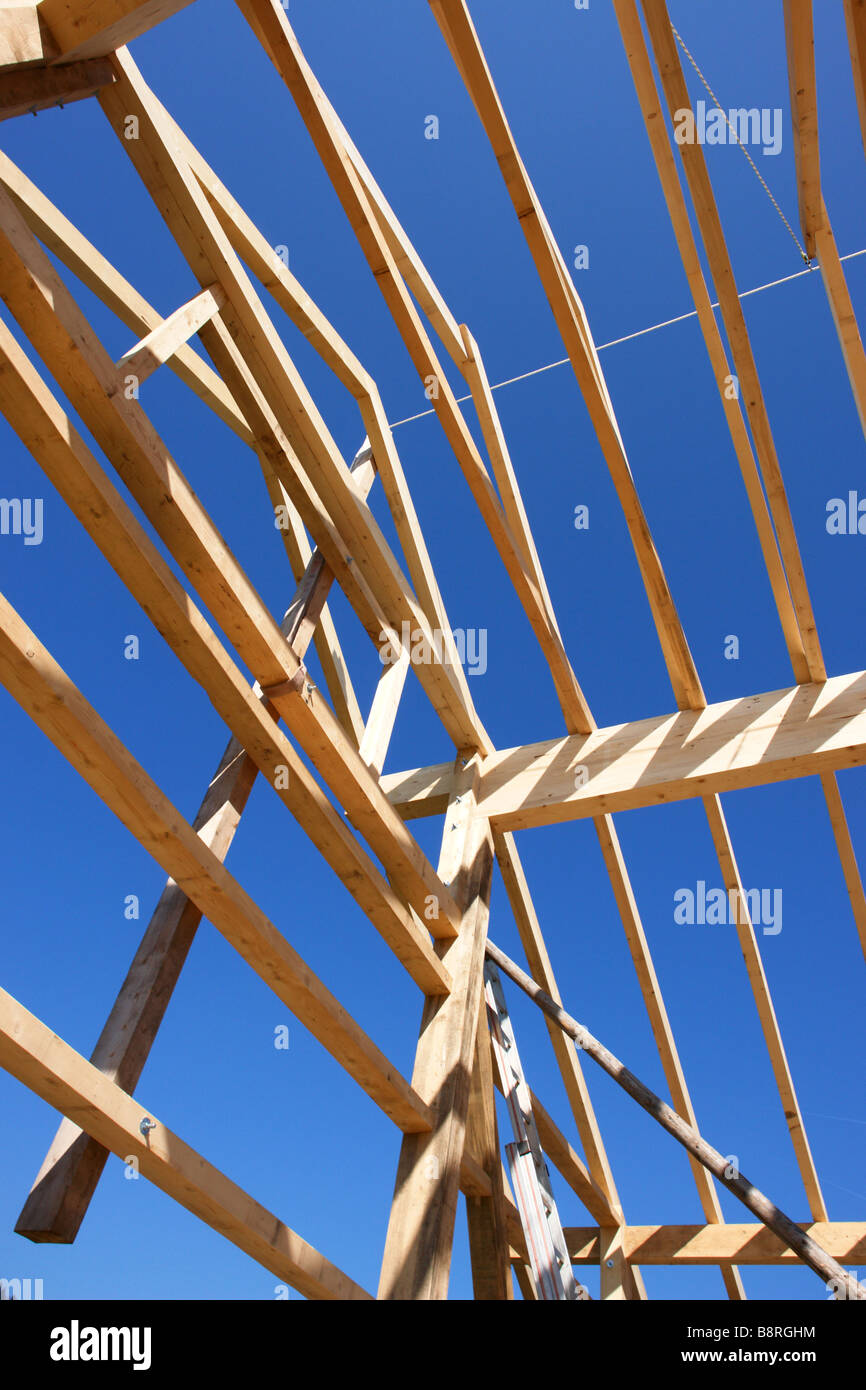 a carcass roof on a building site Stock Photo - Alamy