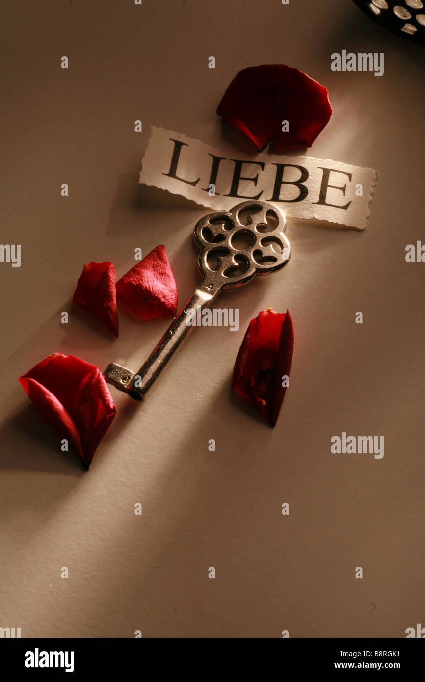 Picture of a symbolic key with notice Stock Photo - Alamy