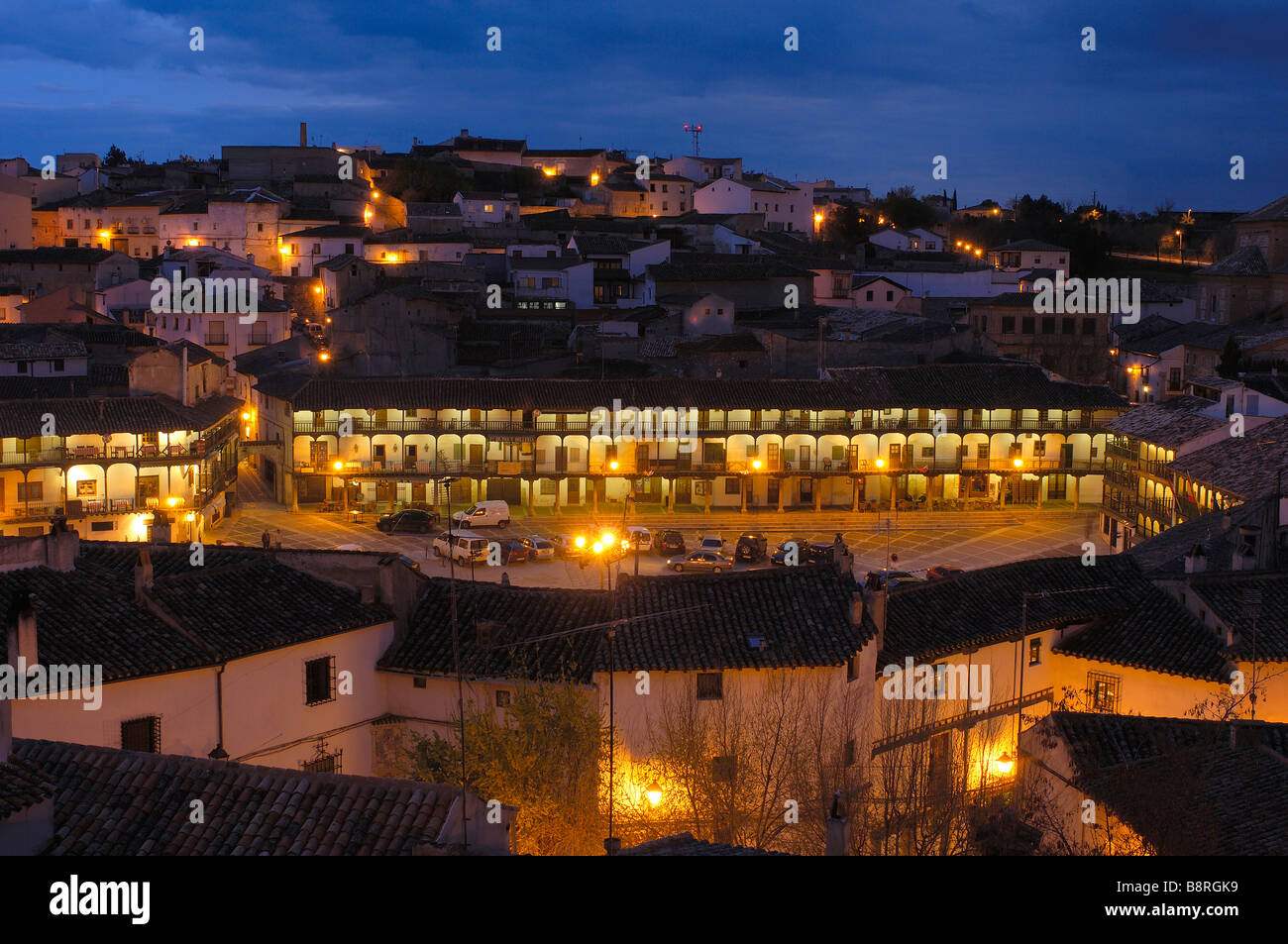 Chinchon main square at dusk Chinchón Madrid province Spain Stock Photo ...