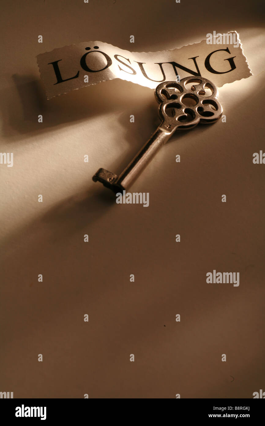 Picture of a symbolic key with notice Stock Photo - Alamy