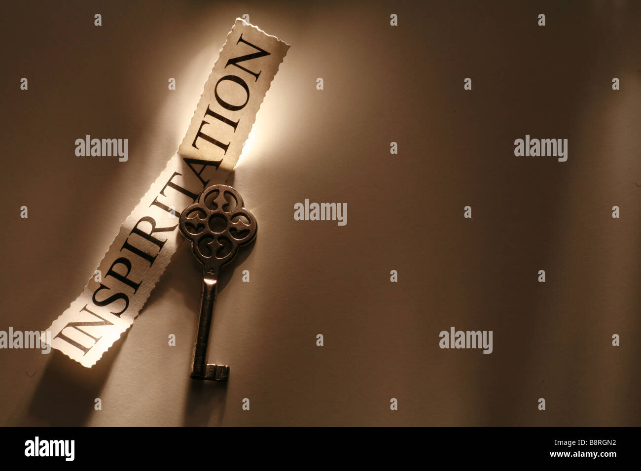Picture of a symbolic key with notice Stock Photo - Alamy