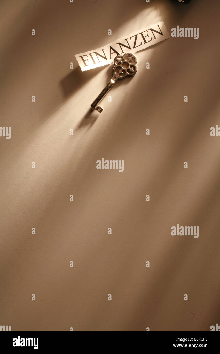 Picture of a symbolic key with notice Stock Photo - Alamy