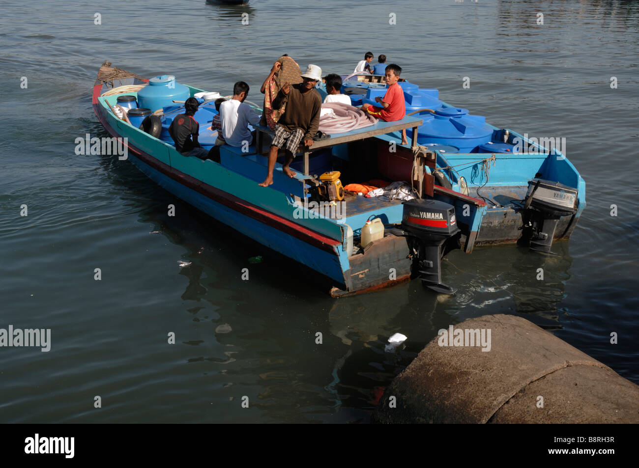 Boats and raw sewage outfall at port Kota Kinabalu Sabah Malyasia ...