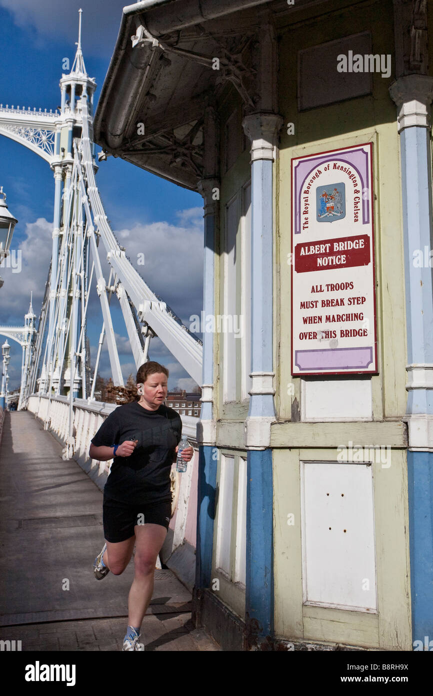 Runner and notice on Albert Bridge, London reading: "All Troops Must ...