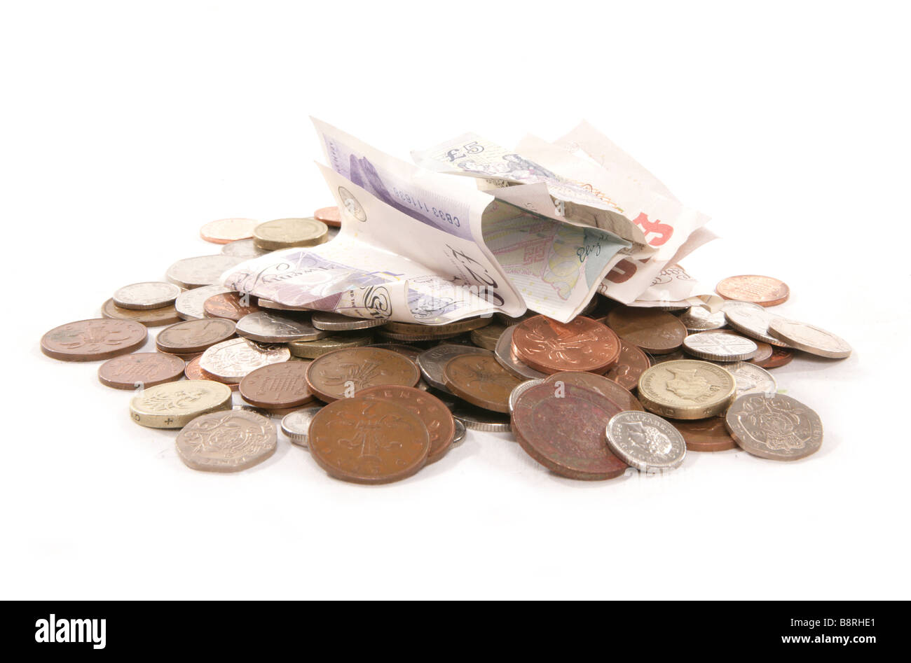English money pile hi-res stock photography and images - Alamy