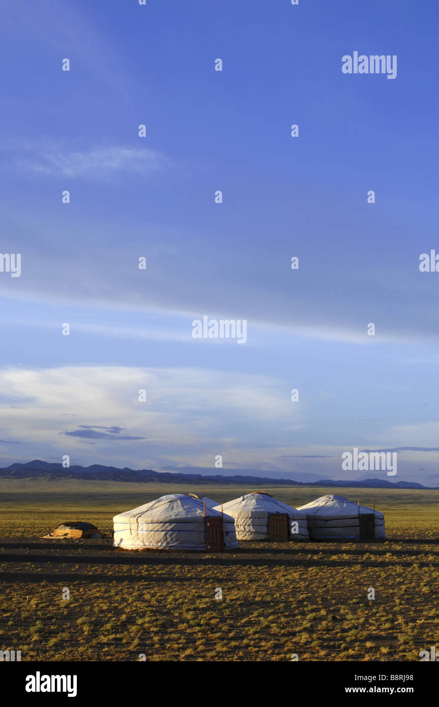 Gobi desert - yurts, Mongolia Stock Photo - Alamy