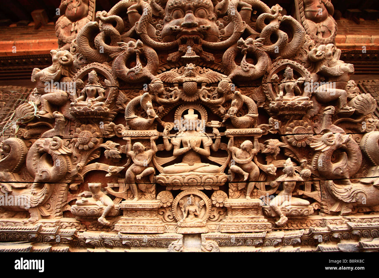 Nepal Kathmandu woodcarving traditional architecture detail Stock Photo ...