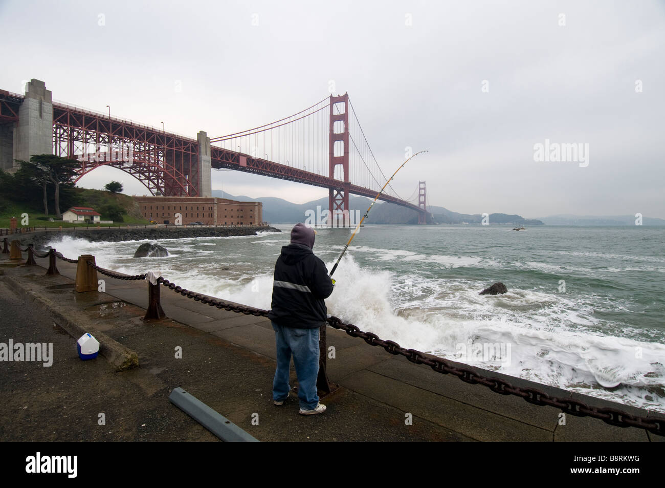 Fishing by the Golden Gate Bridge Stock Photo - Alamy
