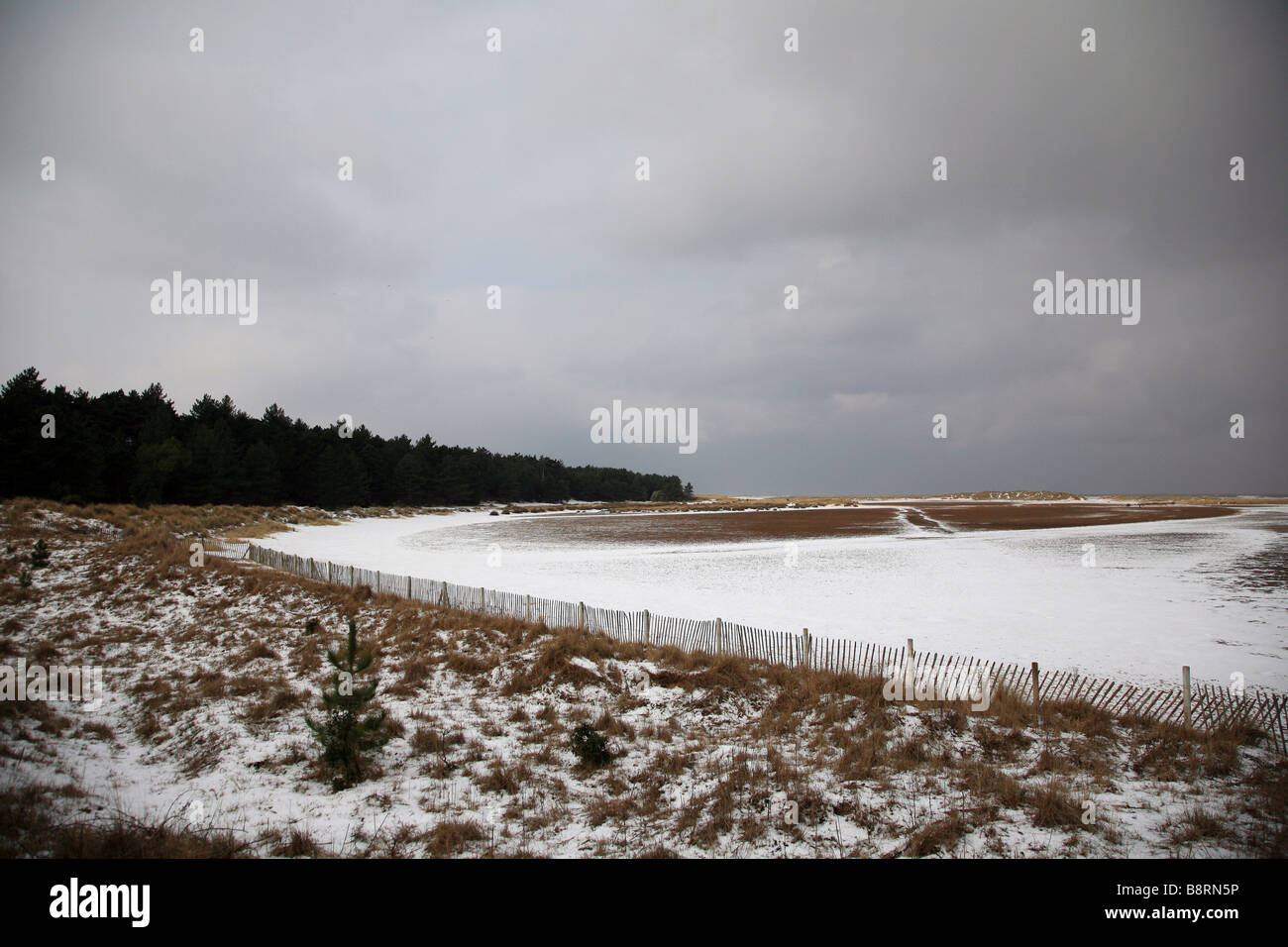 Snow in Holkham Bay Stock Photo - Alamy