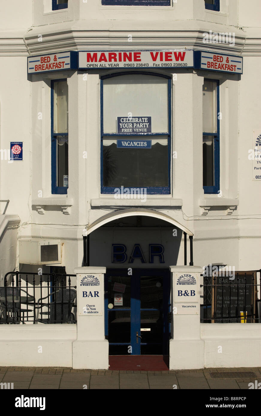 Seafront hotel bar - Worthing, West Sussex Stock Photo - Alamy