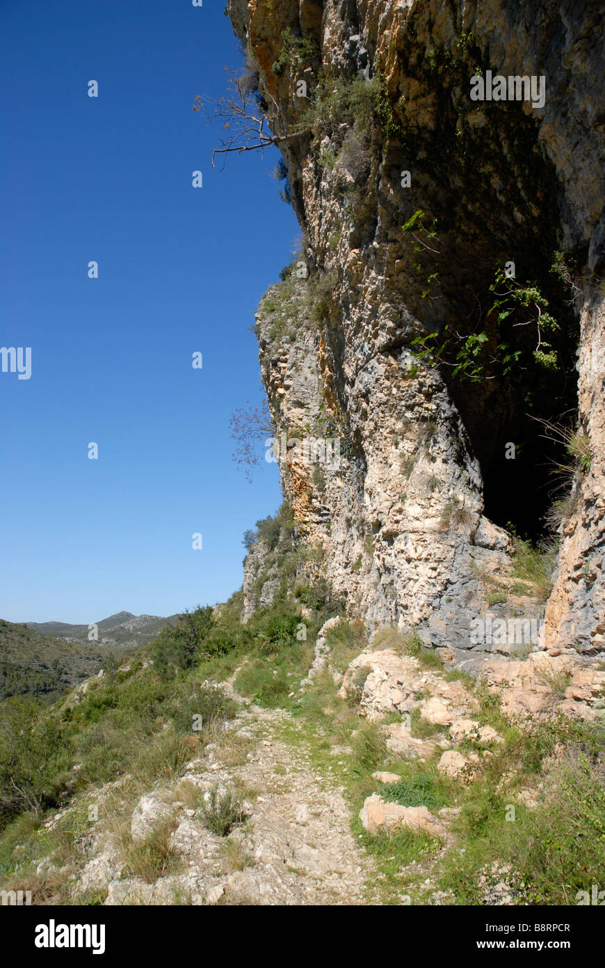 cave entrance off Mozarabic trail, Vall de Laguart, Benimaurell ...