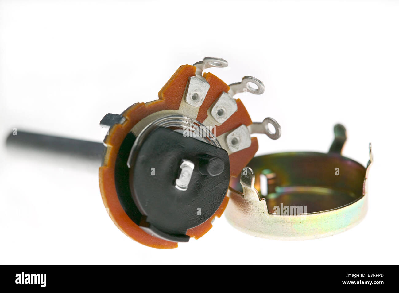 A disassembled potentiometer showing it s inner components Stock Photo ...