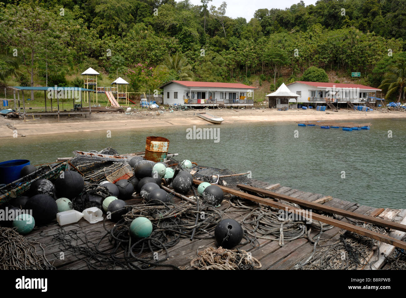 Land based operation Japanese pearl farm Darvel Bay Sulu Sea Malaysia ...