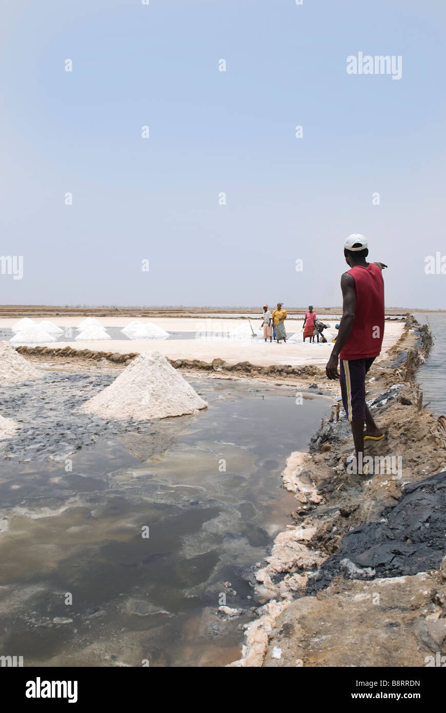 man overlooking women working in salt mines Kaolack Senegal West ...