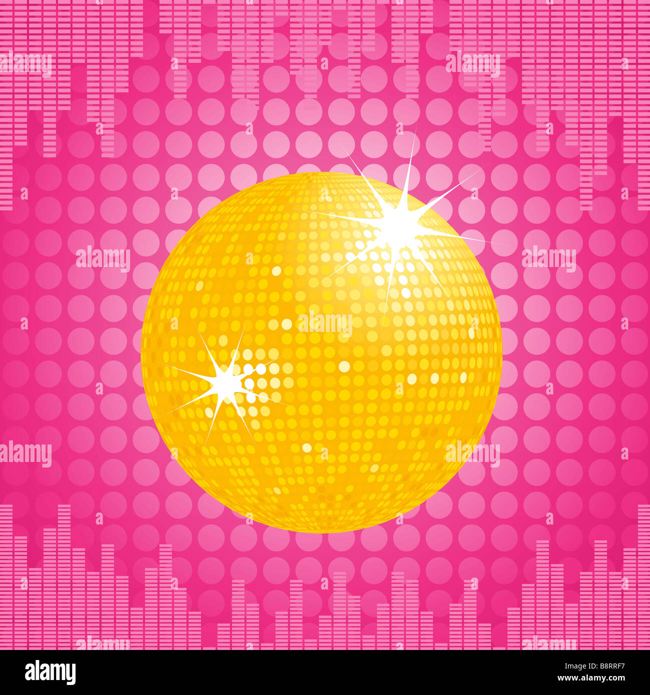 sparkling orange disco ball and equaliser Stock Photo - Alamy