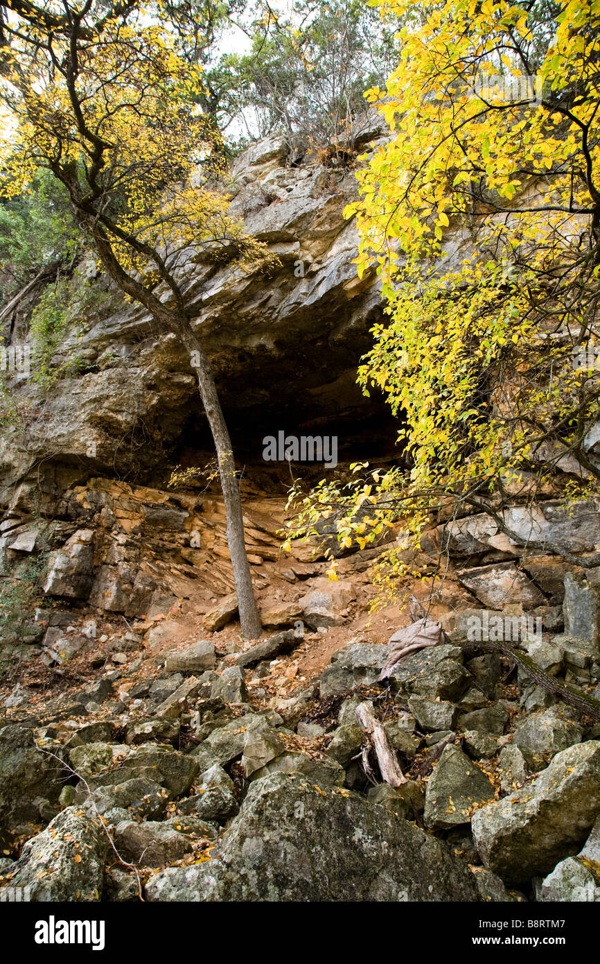 Large stones and a cave in a large creekbed by the Barton Creek ...