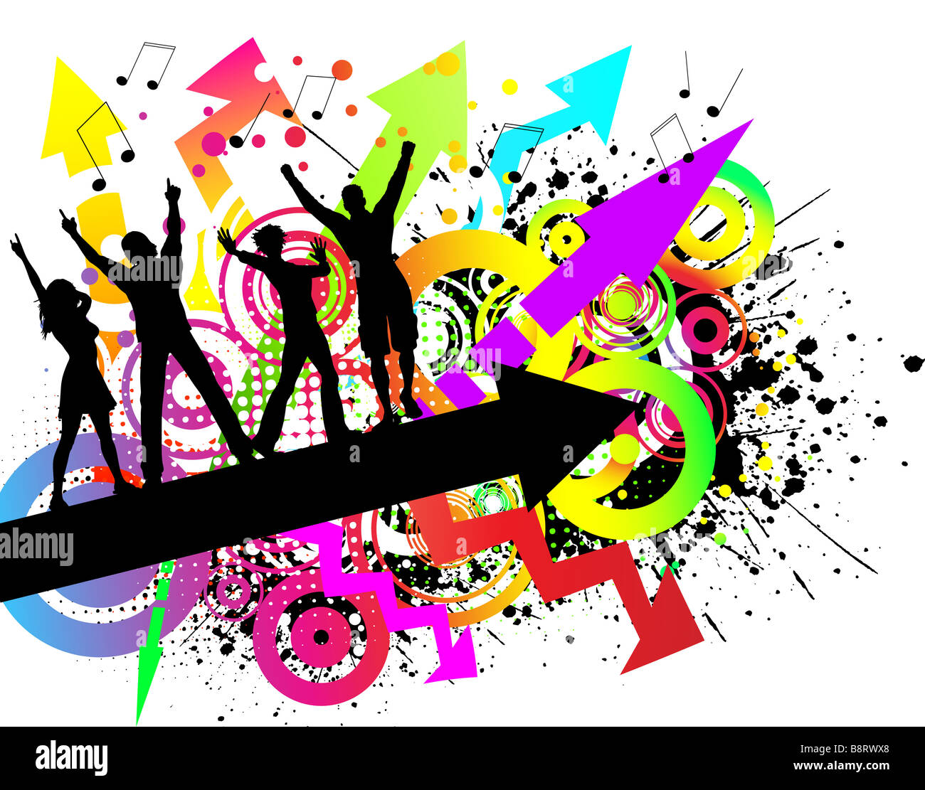People dancing on colourful grunge background Stock Photo - Alamy