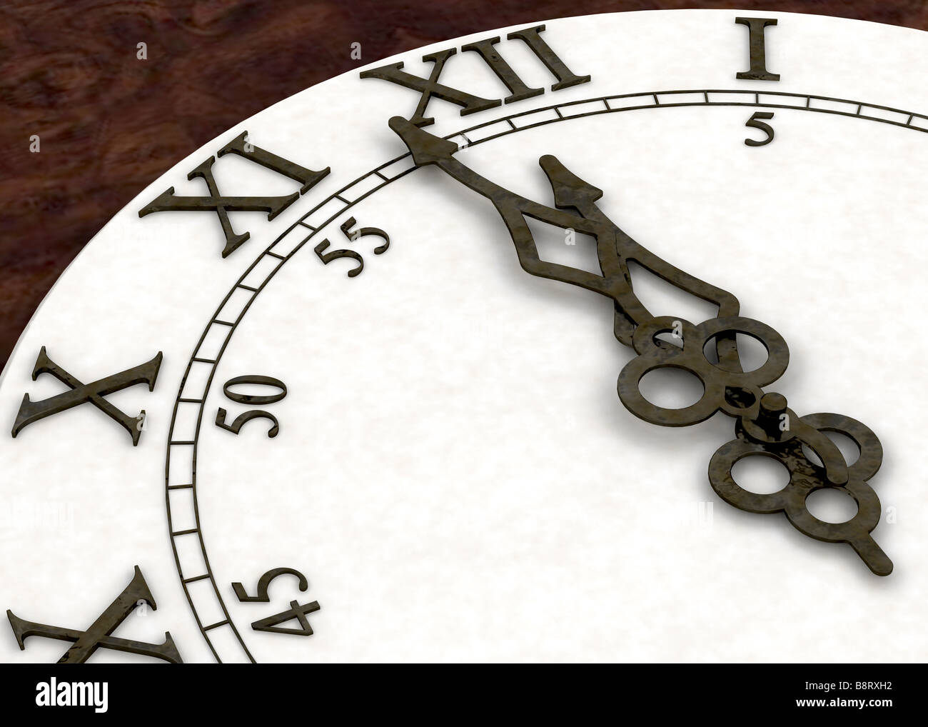 3D render of a clock face showing minutes to midnight Stock Photo - Alamy