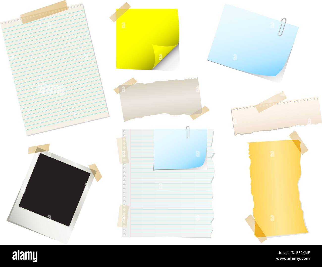 Useful pieces of paper and stickers Stock Photo - Alamy