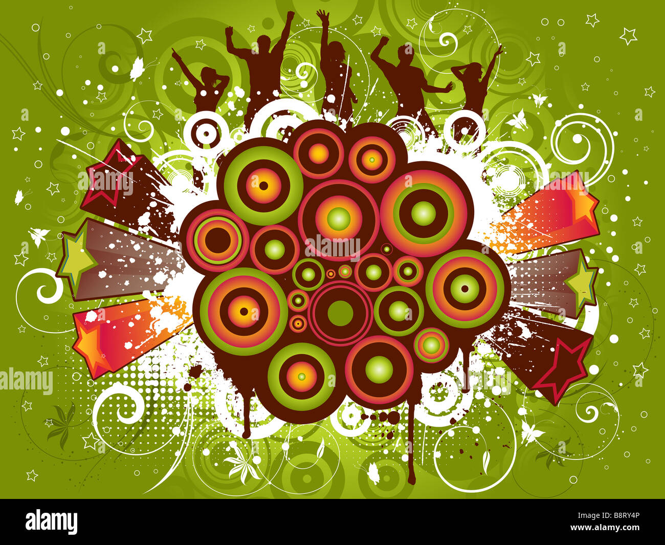 People dancing on retro styled background Stock Photo - Alamy