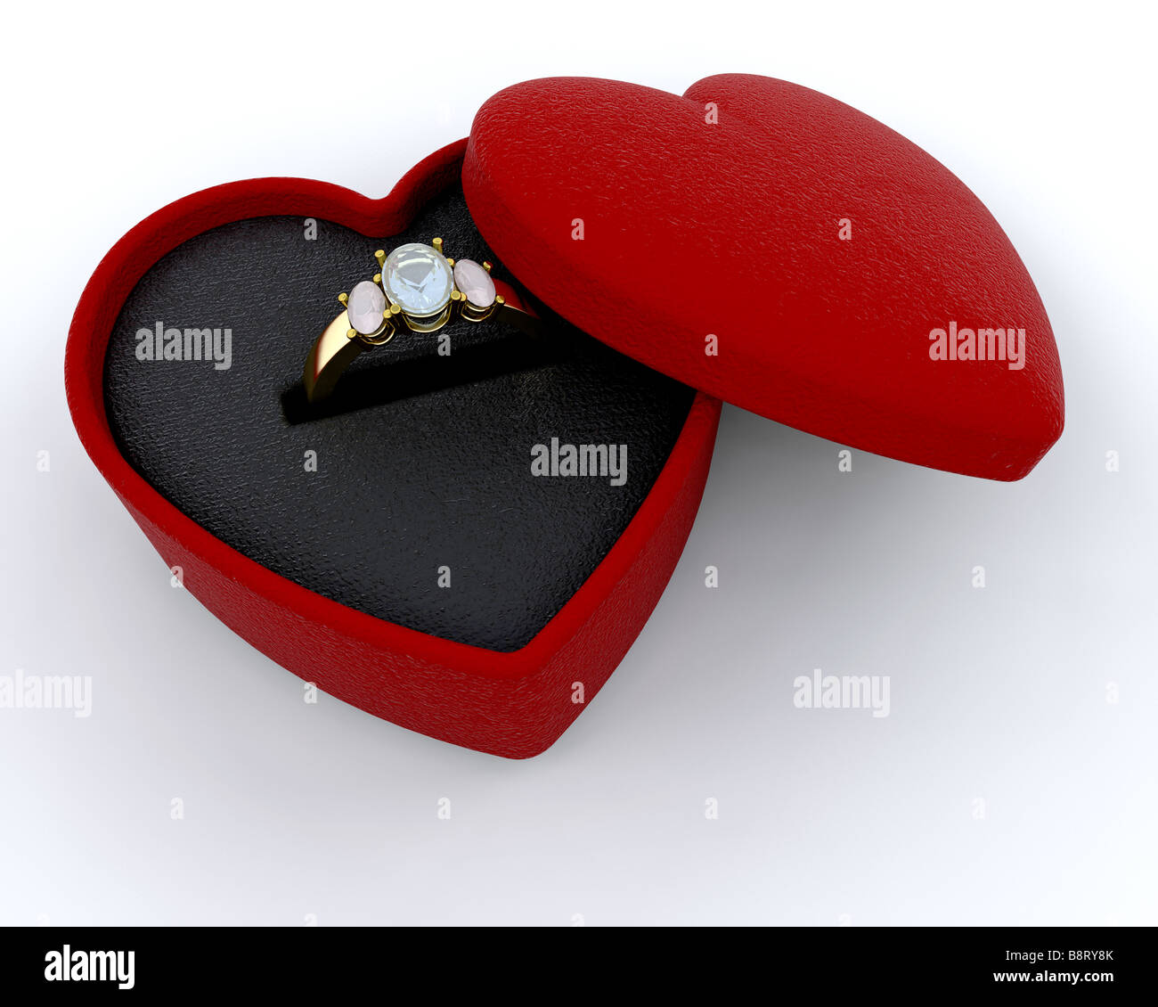 Engagement ring in a heart shaped box Stock Photo - Alamy