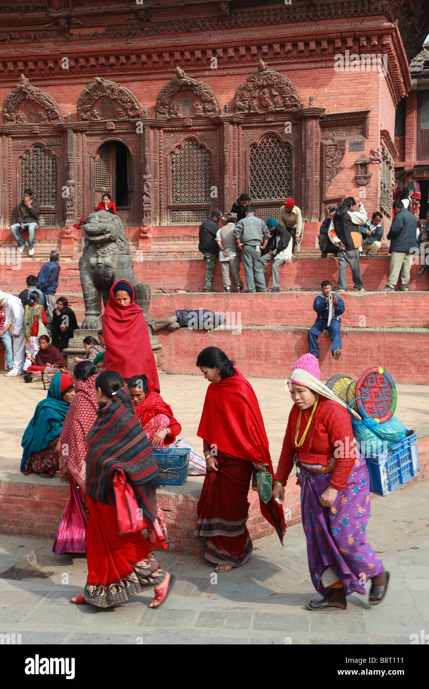 Nepal Kathmandu Durbar Square Shiva Parvati temple people Stock Photo ...