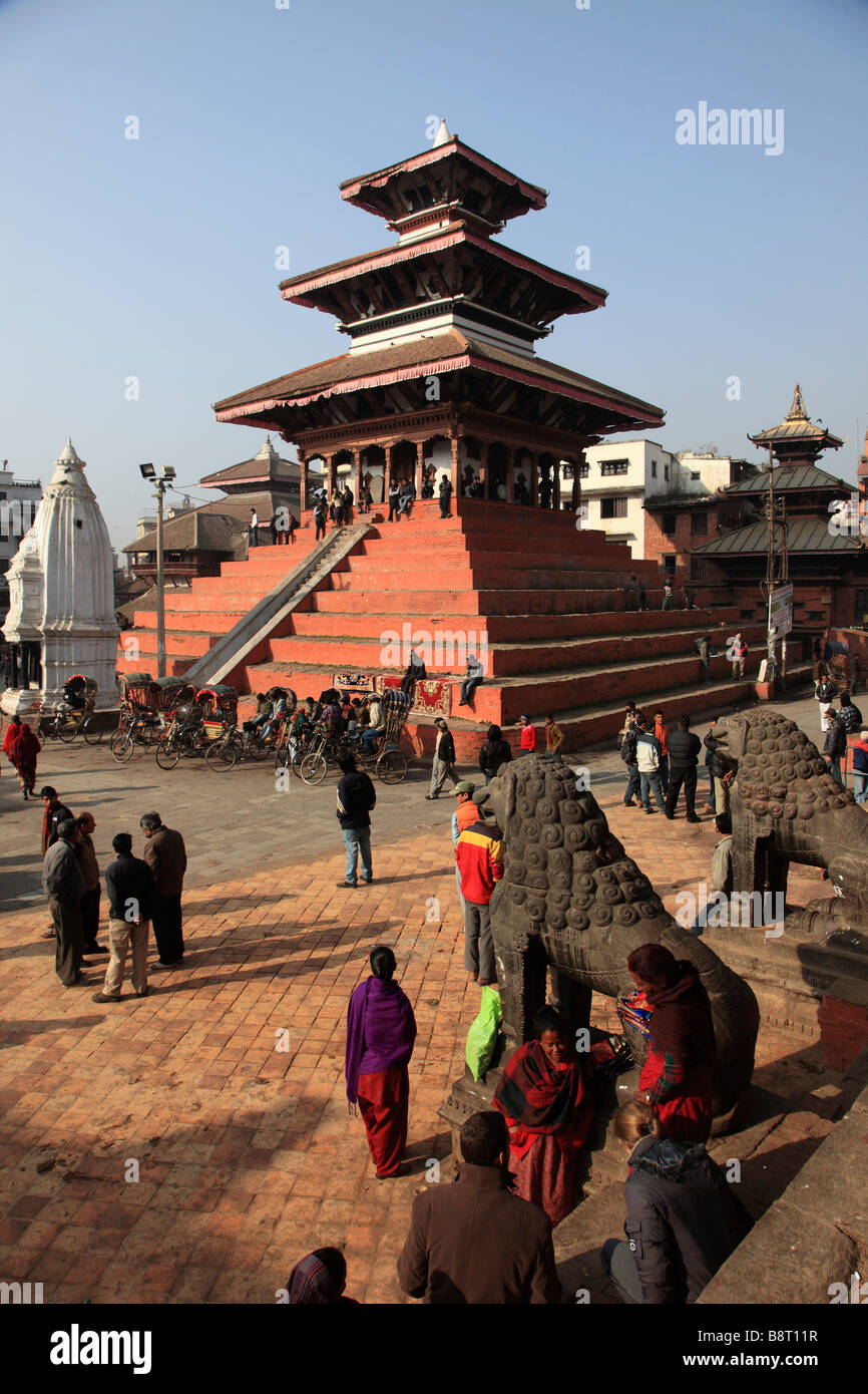 Nepal Kathmandu Durbar Square Maju Deval temple people Stock Photo - Alamy