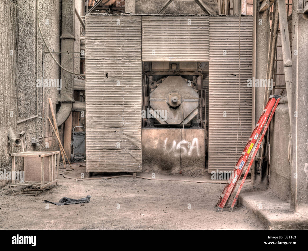 cement factory generator with USA grafitti Stock Photo - Alamy