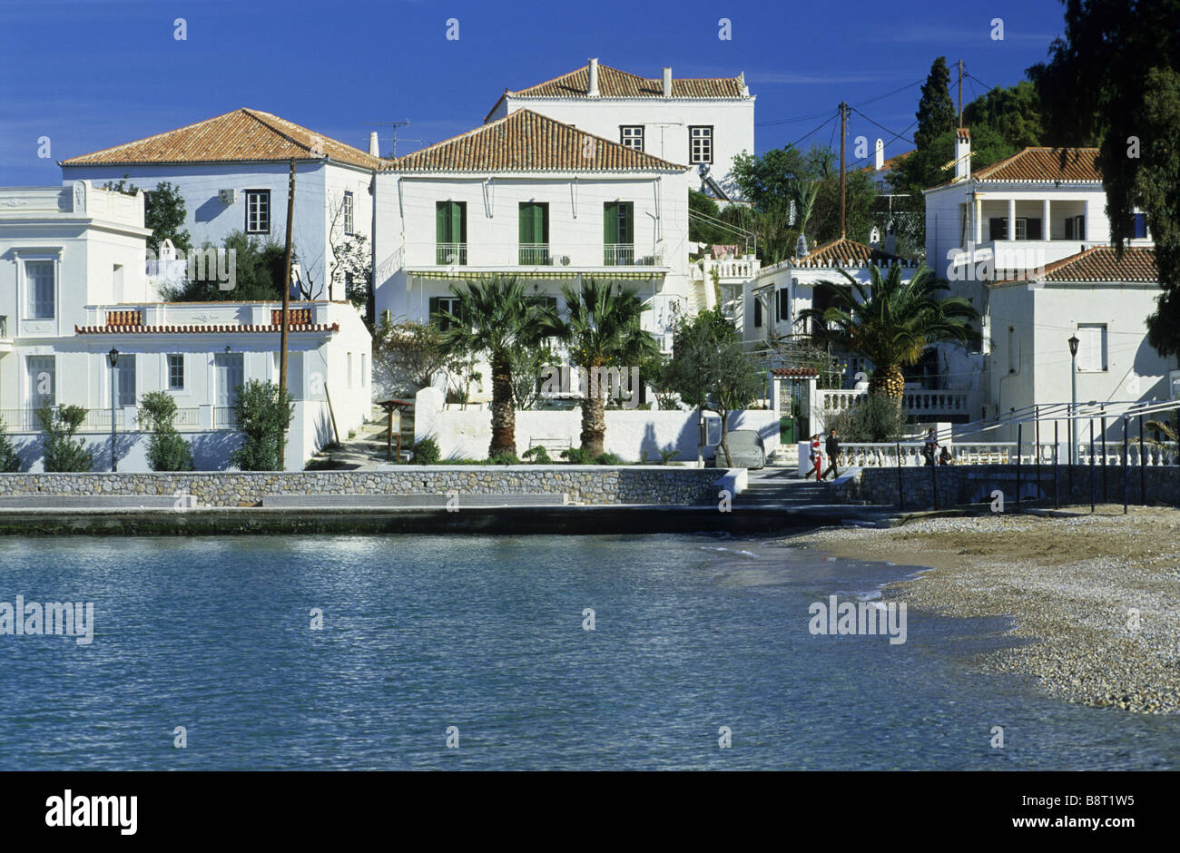 old captains homes on the harbour of Spetses, Greece, Saronian islands ...