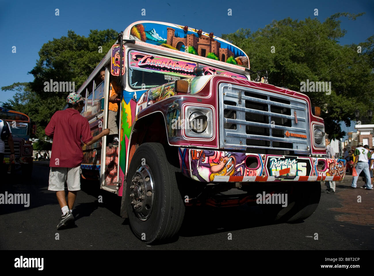 Beautiful 'Diablo Rojo' bus in Panama Stock Photo - Alamy