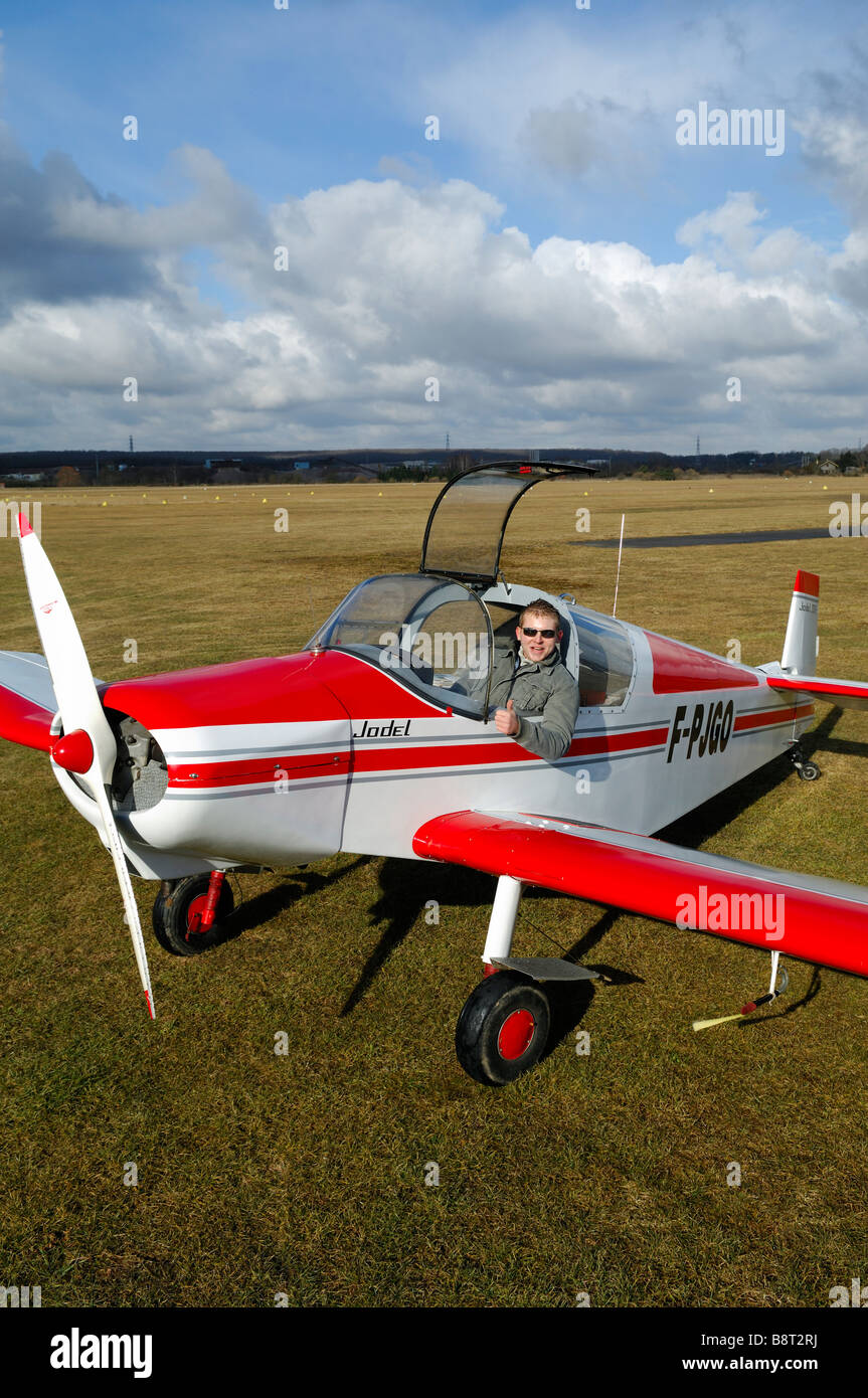 An old french airplane Jodel D-113 (build during fifties) ready to ...